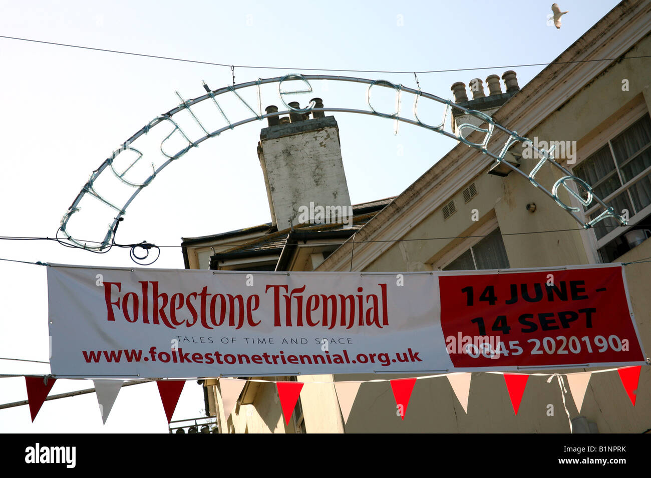 Banner for Folkestone Triennial arts festival in Kent Stock Photo - Alamy