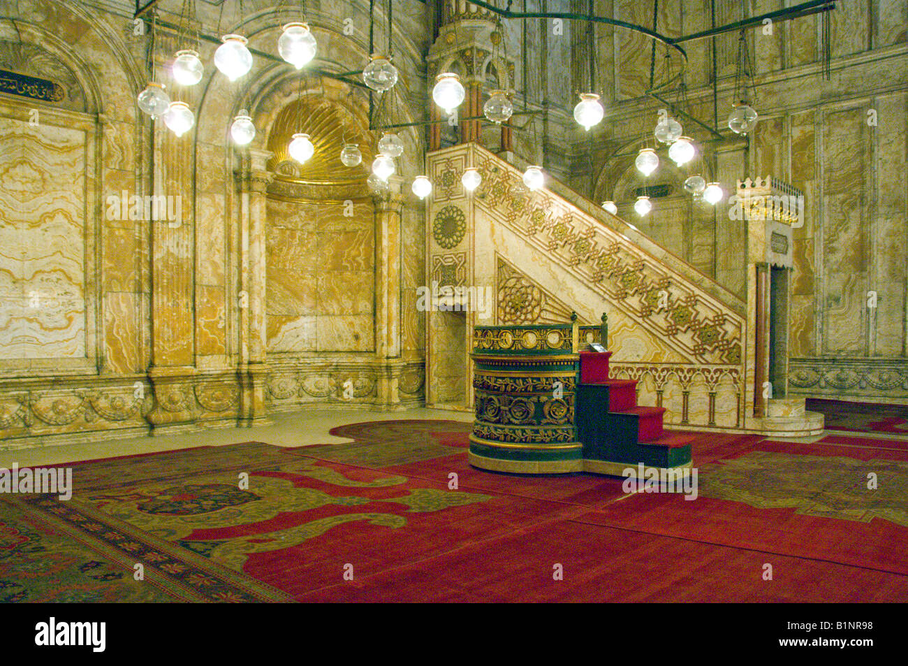 The interior of the Mosque of Mohammed Ali or the Alabaster mosque at ...