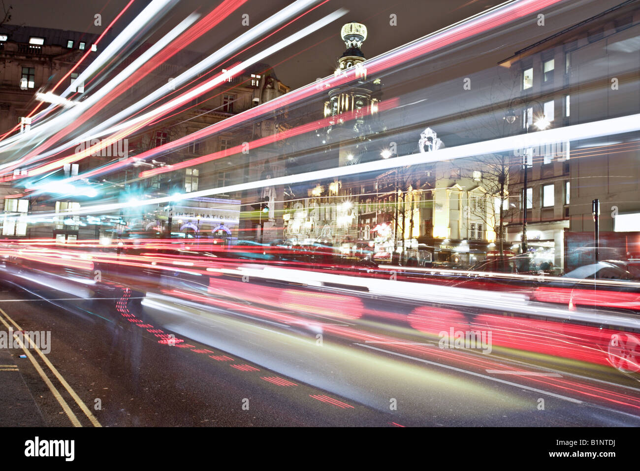 London night time car streamers Stock Photo - Alamy