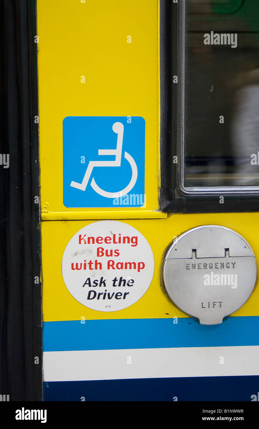 close up of signs on public bus for handicapped people Stock Photo - Alamy