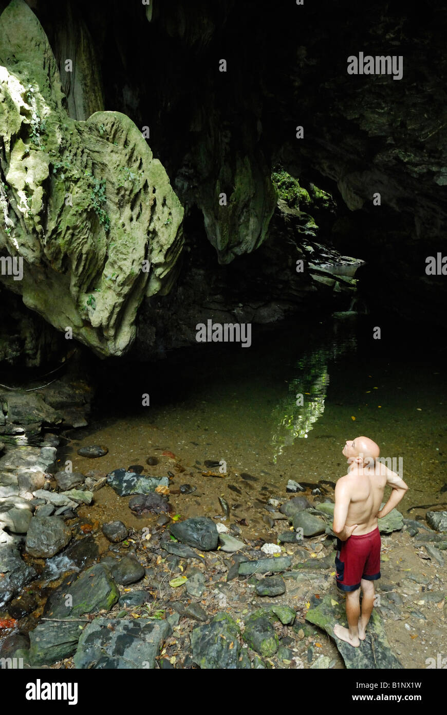 Young man in the La Batata cave Topes de Collantes Trinidad Cuba April ...