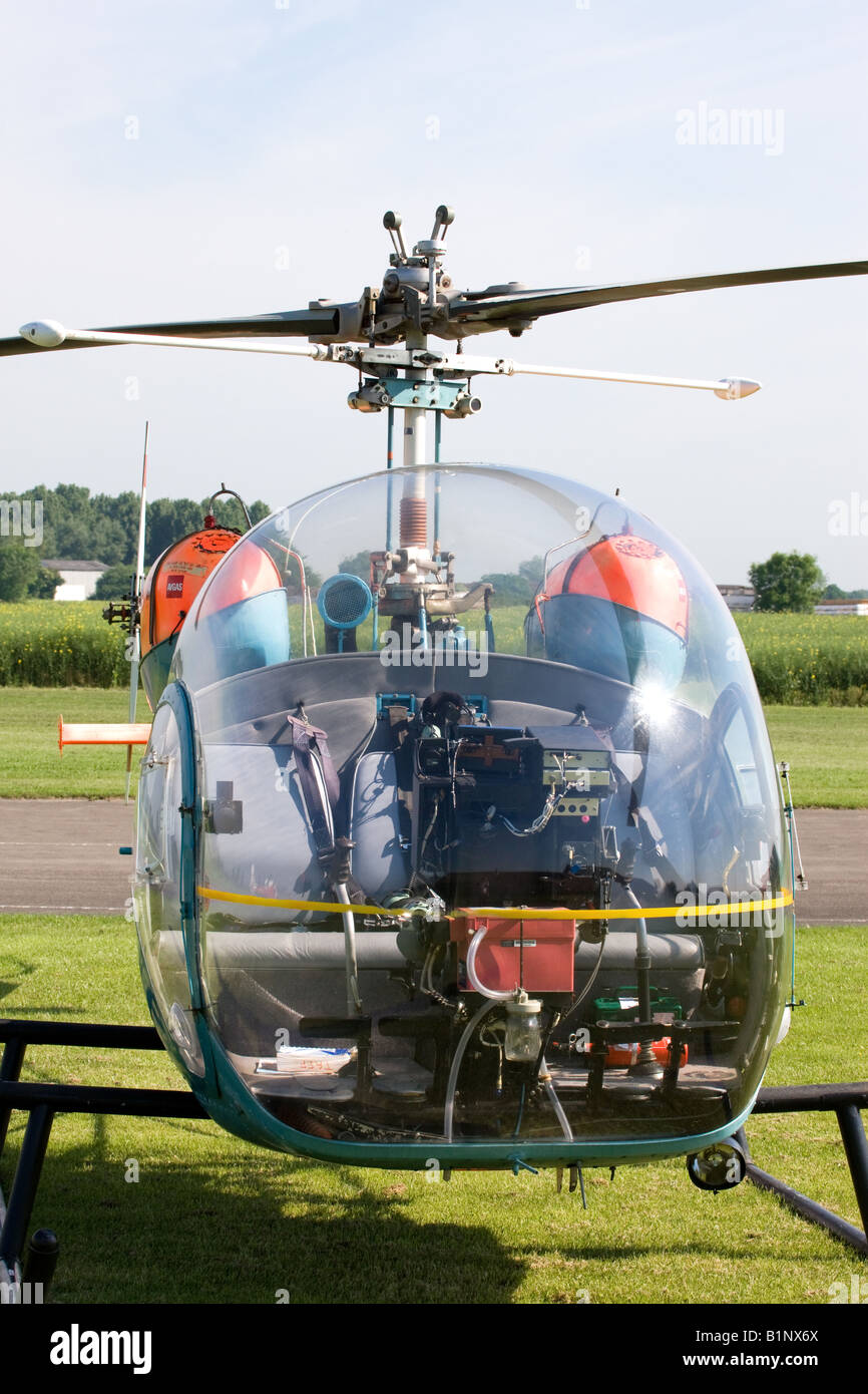 Westland Bell 47G-4A G-AXKX close-up of cockpit area on the ground at ...