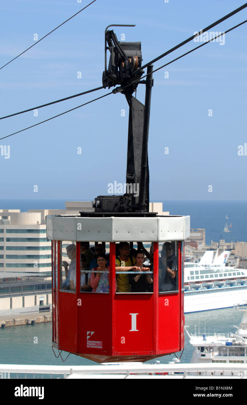 Barcelona, “cable car” over Port Vell harbour, Barcelona, Spain Stock ...