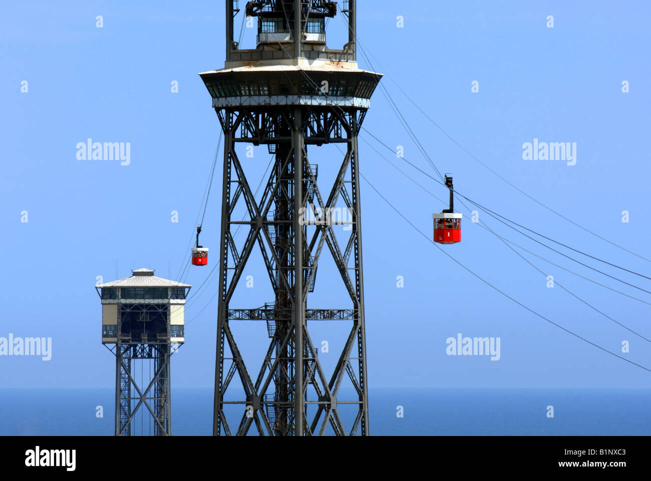 Barcelona, “cable car” over Port Vell harbour, Barcelona, Spain Stock ...