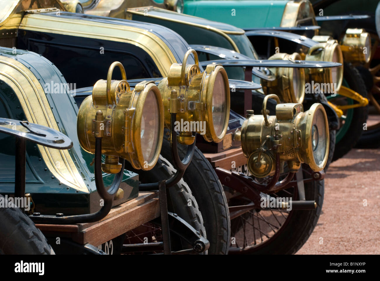 Line-up of vintage automobiles - car rally, France Stock Photo - Alamy