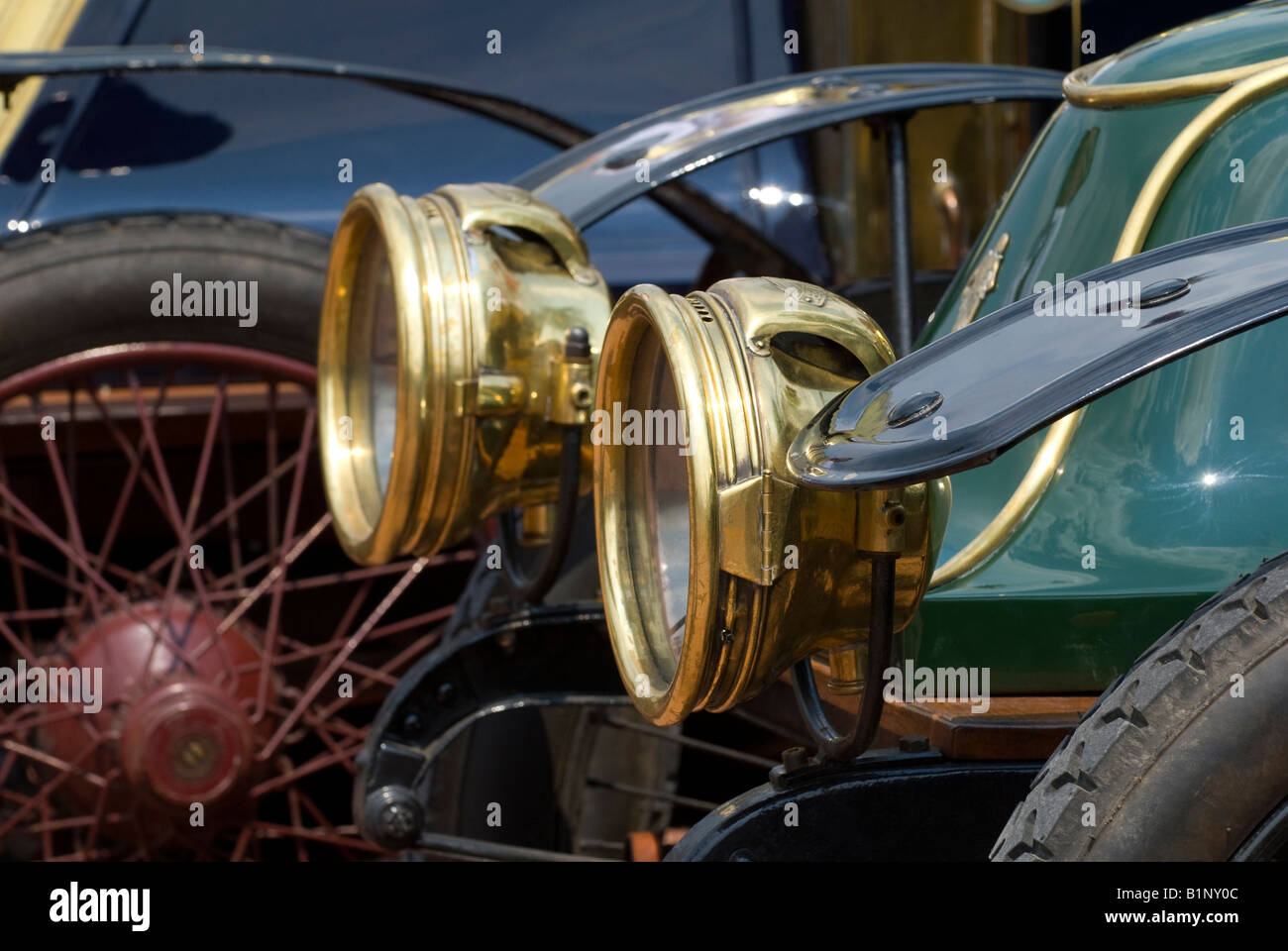 Line-up of vintage automobiles - car rally, France Stock Photo - Alamy