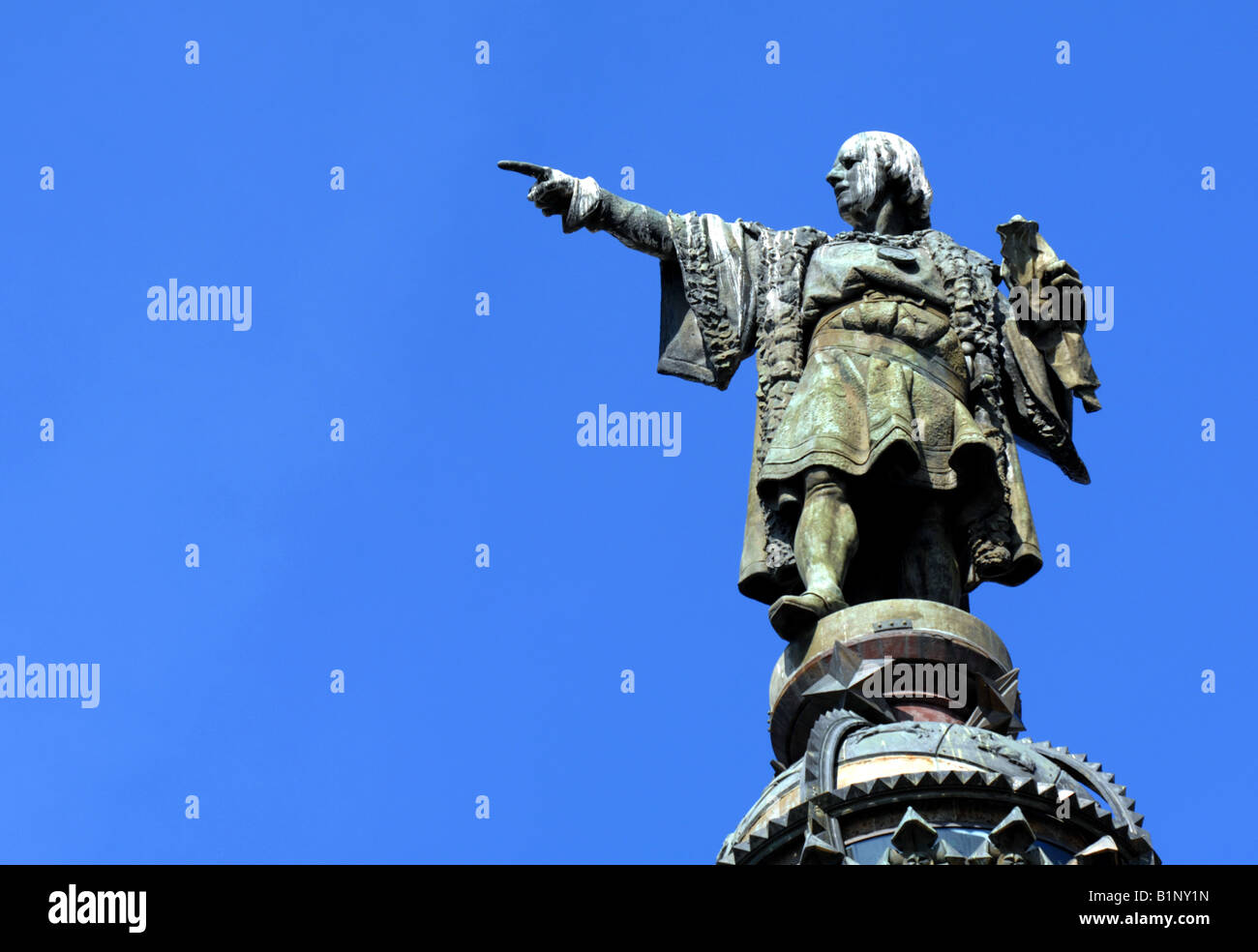 Christopher Columbus column and statue, Barcelona, Spain Stock Photo ...