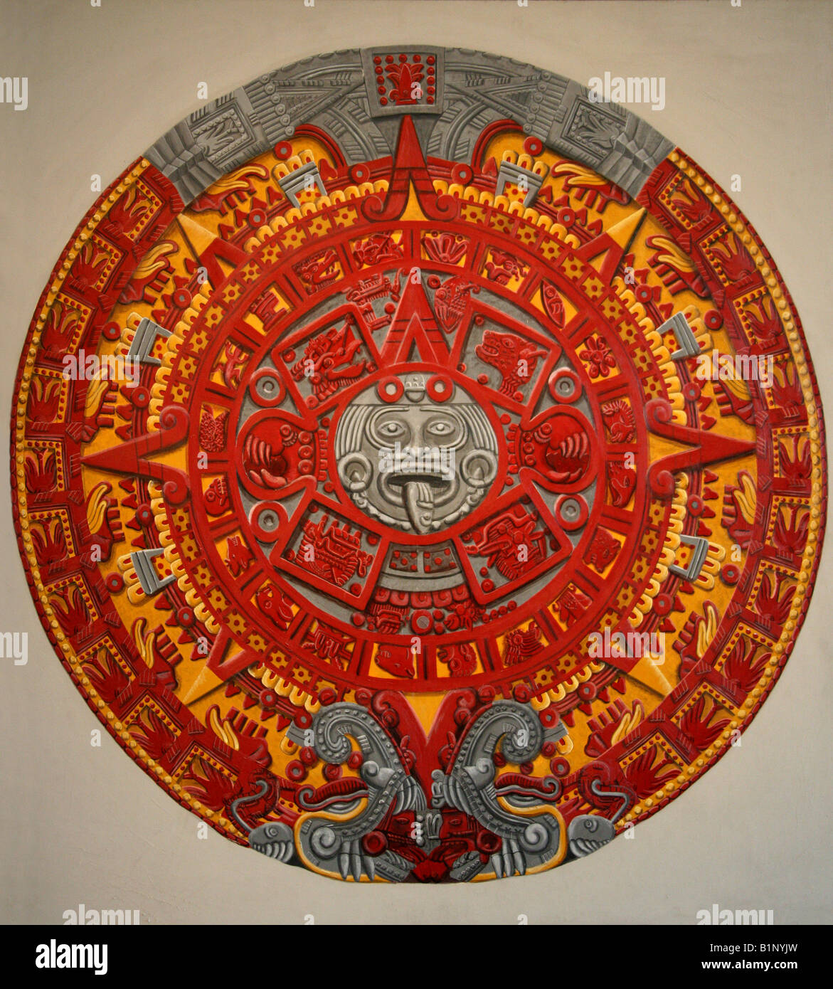 Painting of the Aztec Stone of the Sun, National Museum of Anthropology ...