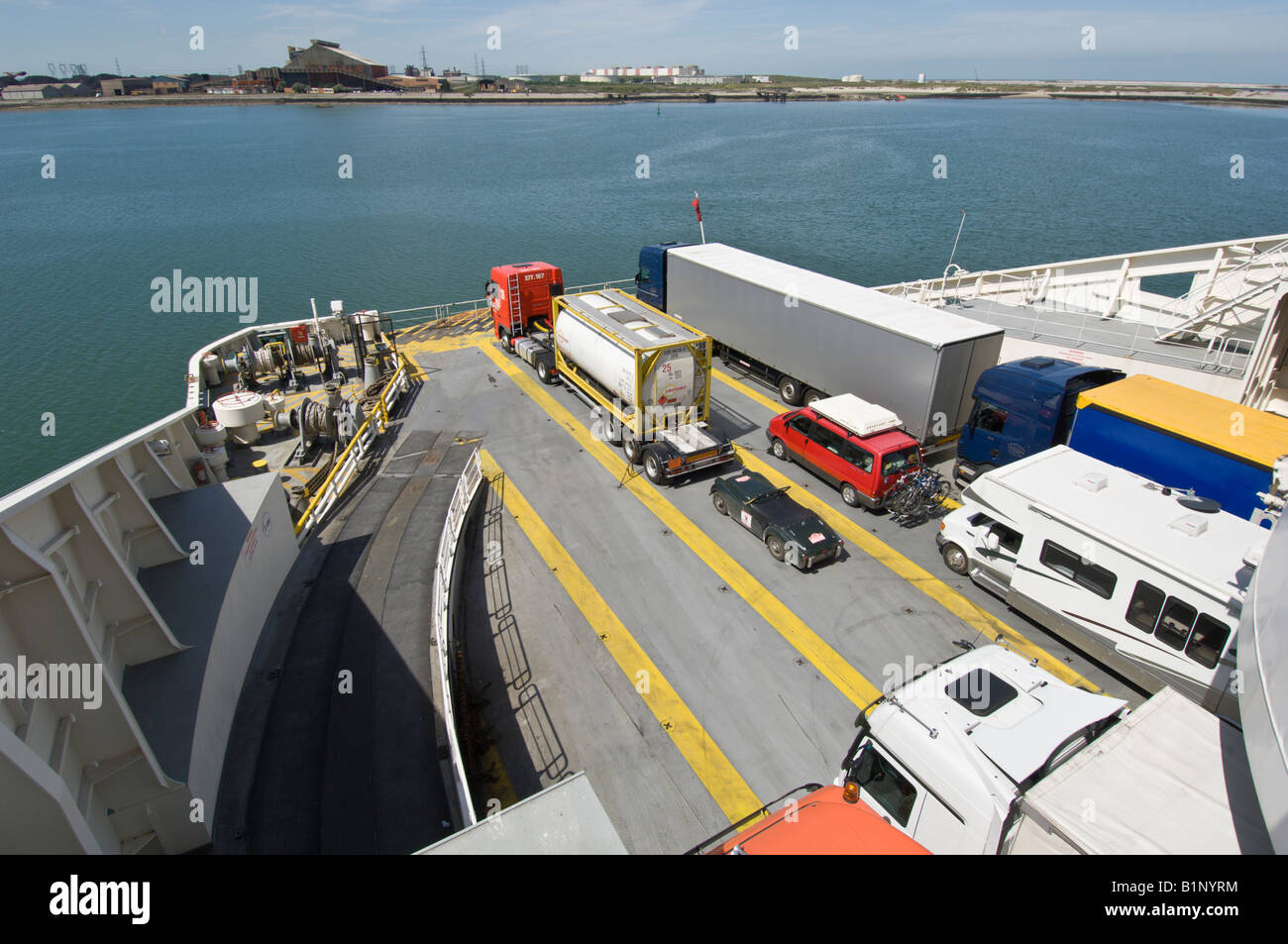 Freight vehicles on cross-channel ferry Stock Photo - Alamy