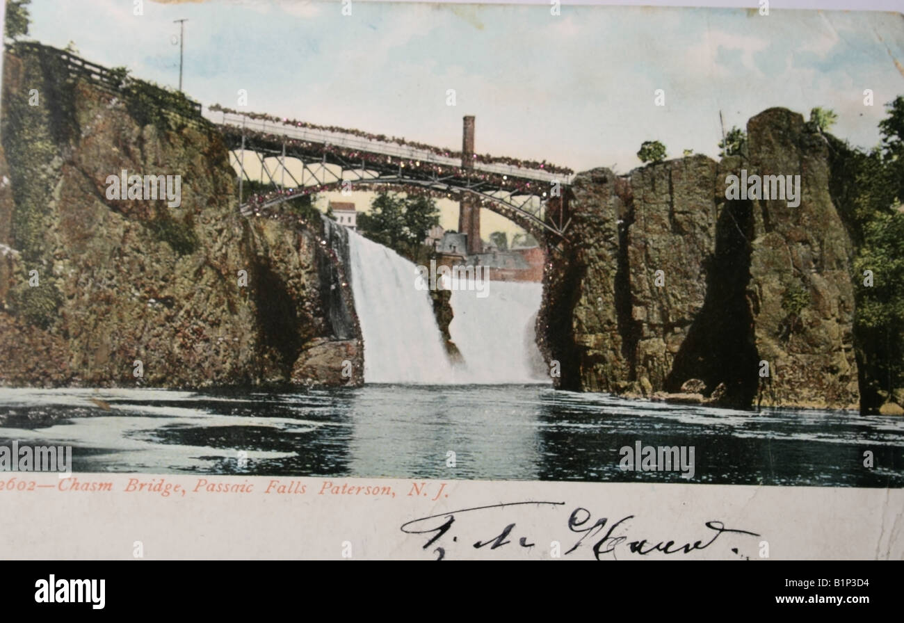 Vintage postcard with Chasm bridge in Paterson in 1906 Stock Photo - Alamy
