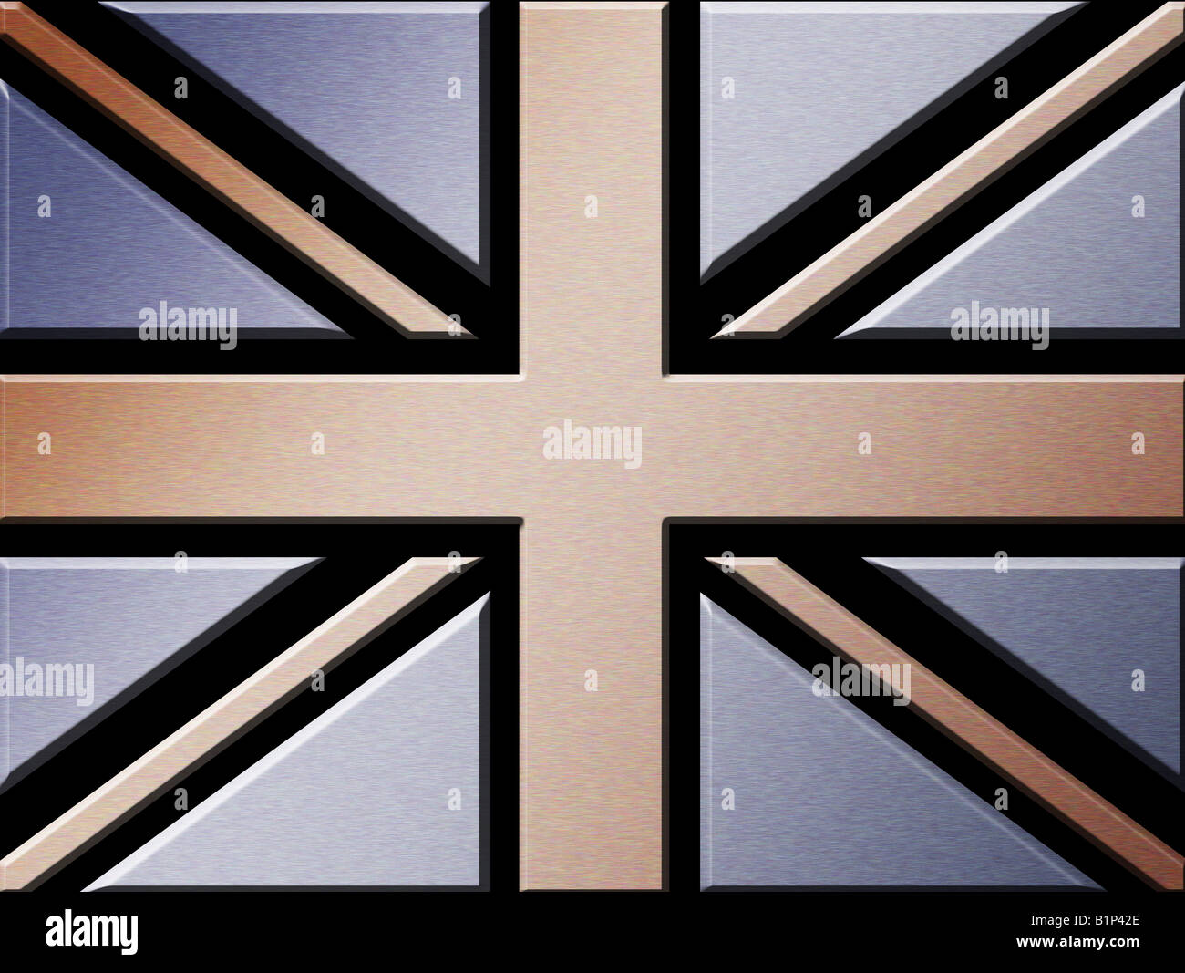 Illustration of brushed metal effect British flag Stock Photo - Alamy