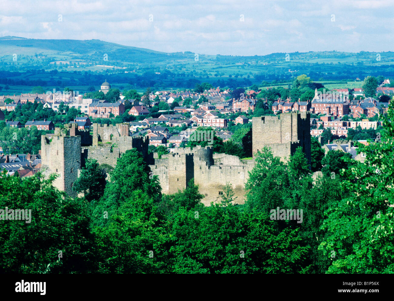 Ludlow Medieval Castle Church and Town Shropshire England UK townscape ...