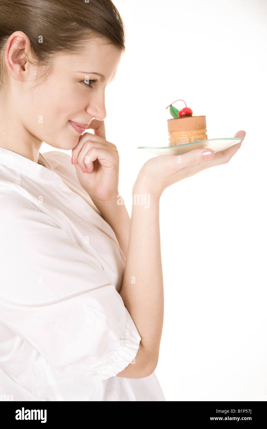 Woman with cake Stock Photo - Alamy