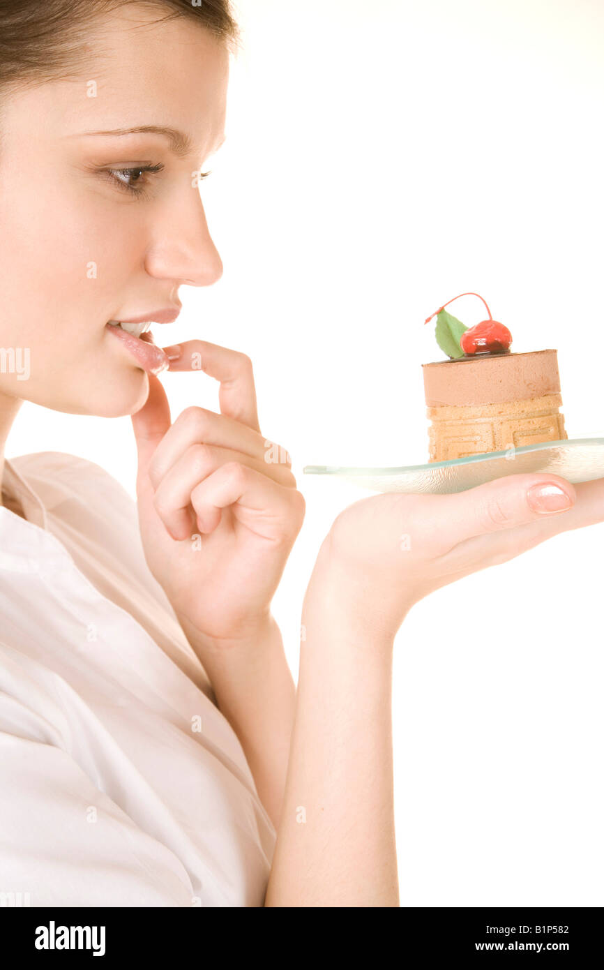 Woman with cake Stock Photo - Alamy