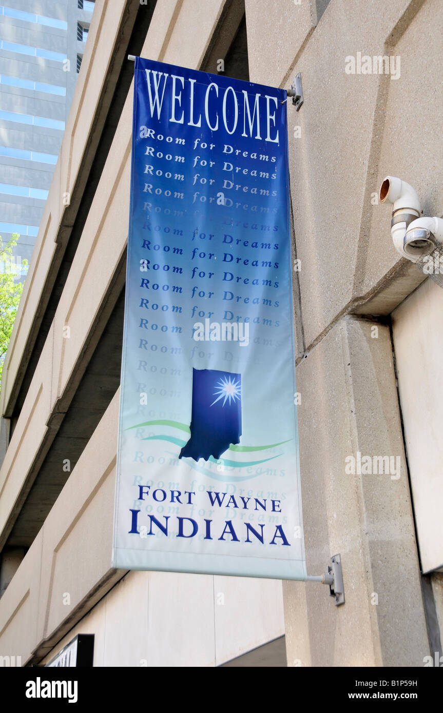 Downtown Welcome sign at Fort Wayne Indiana Stock Photo - Alamy