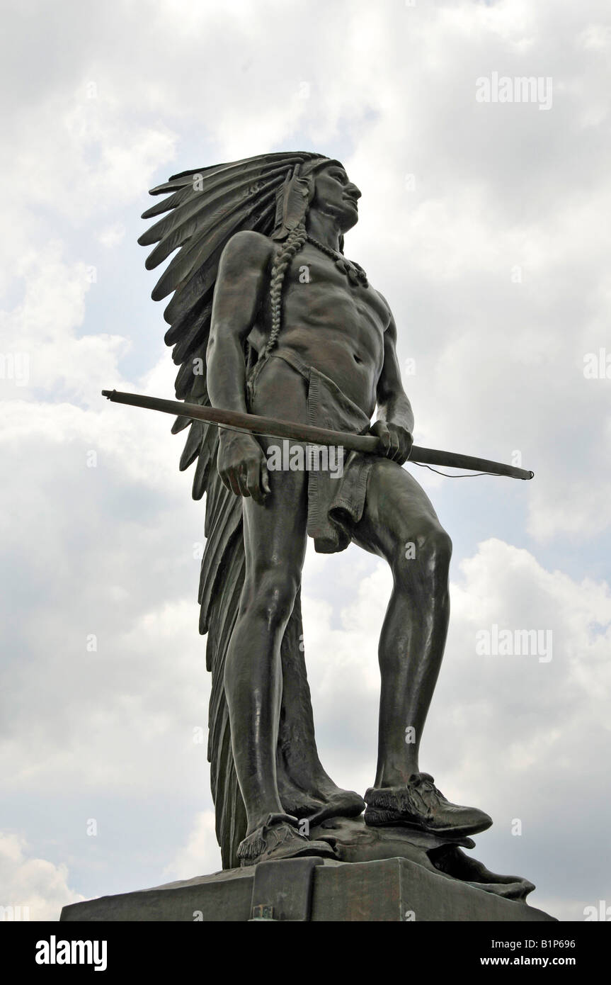 Indian inspiration statue in the City of Muncie Indiana IN Stock Photo ...