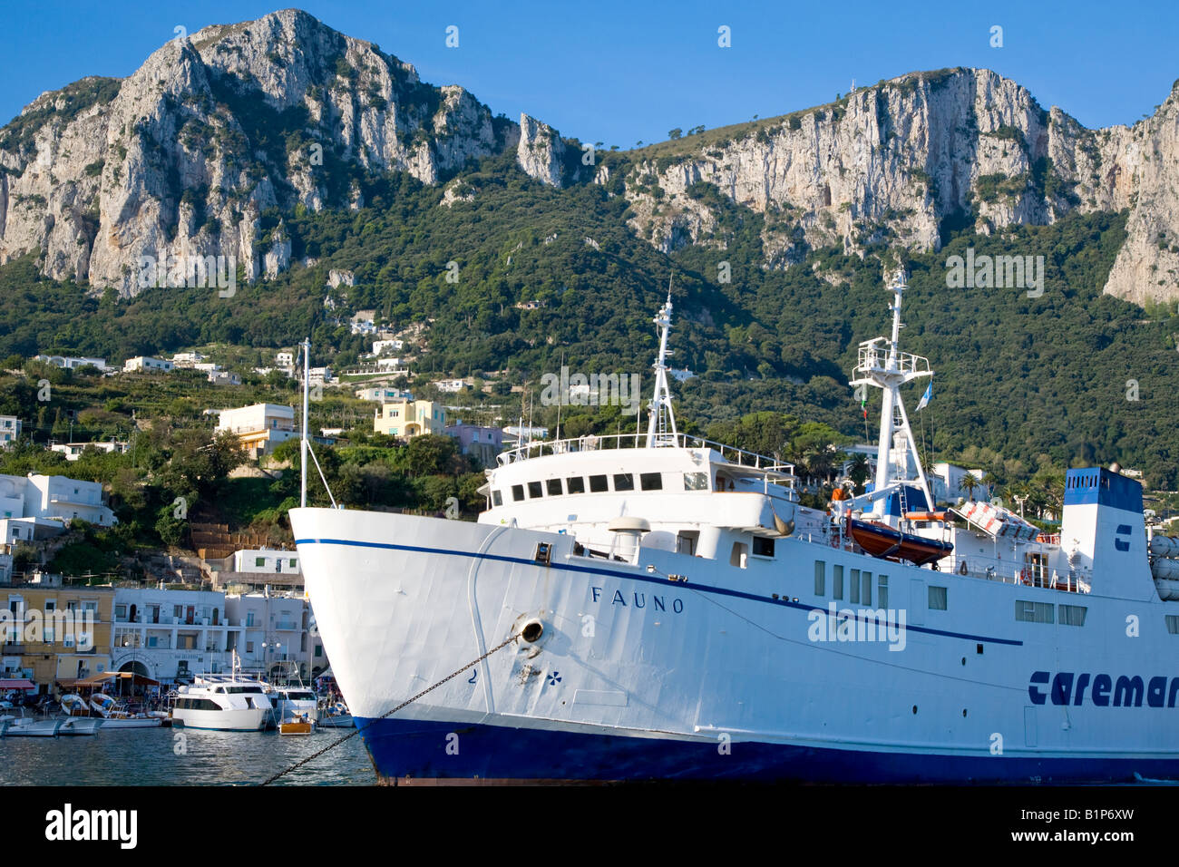 Large ferry boat and Capri harbour Island of Capri Italy Stock Photo ...