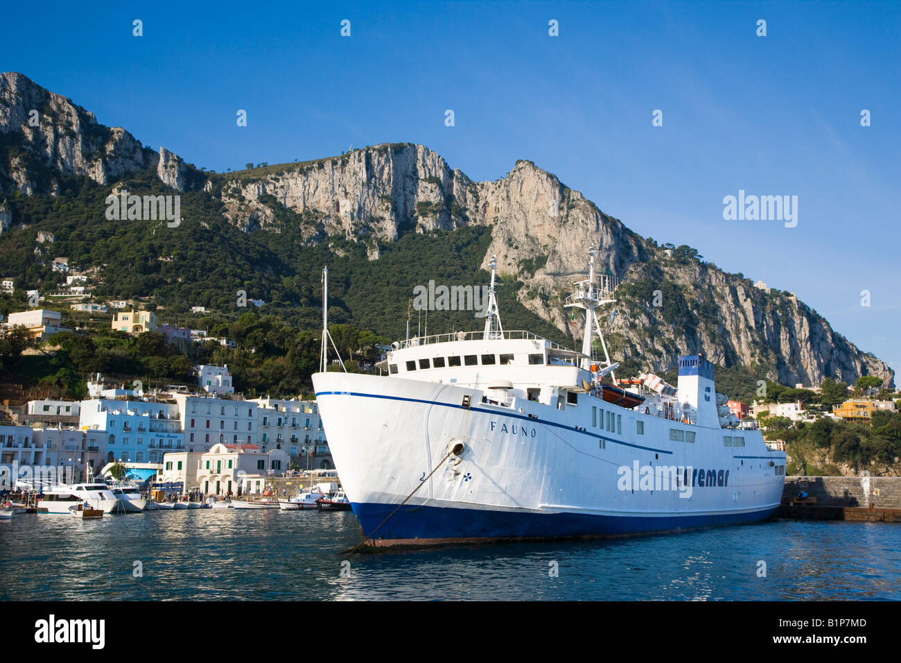 Large ferry boat and Capri harbour Island of Capri Italy Stock Photo ...