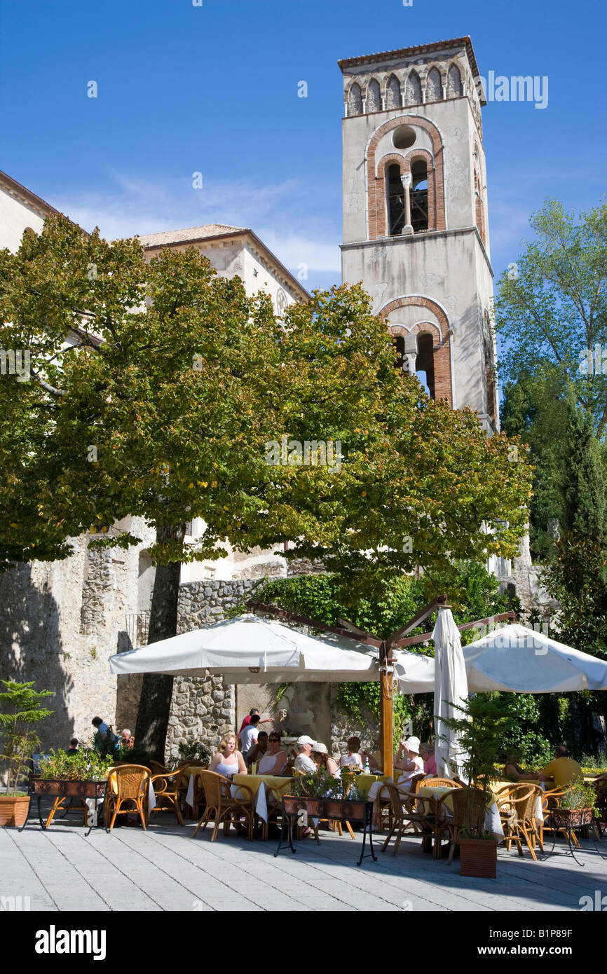 Ravello church and cafe Ravello Campania Italy Stock Photo - Alamy