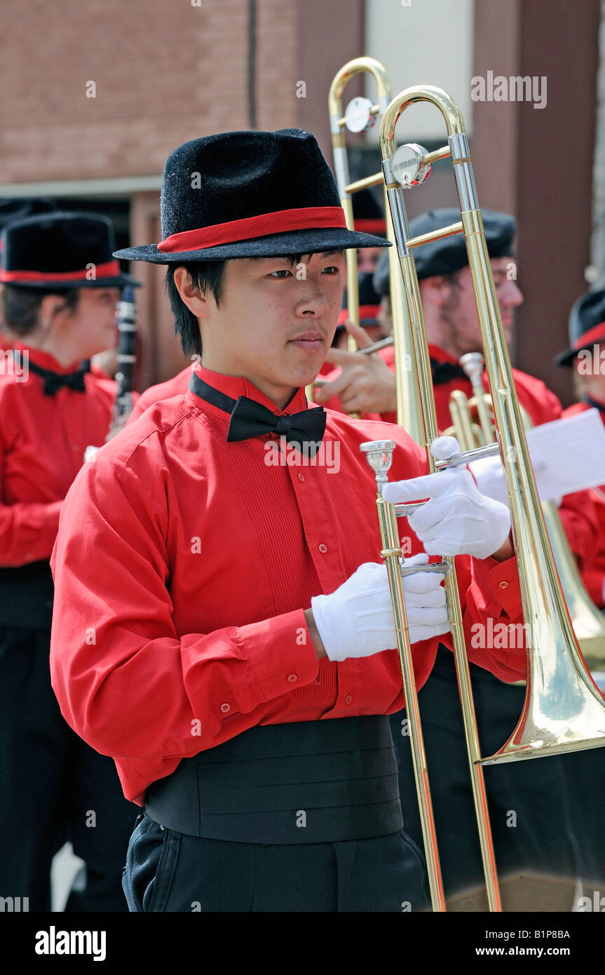 high school band marches in a Memorial Day parade Stock Photo - Alamy