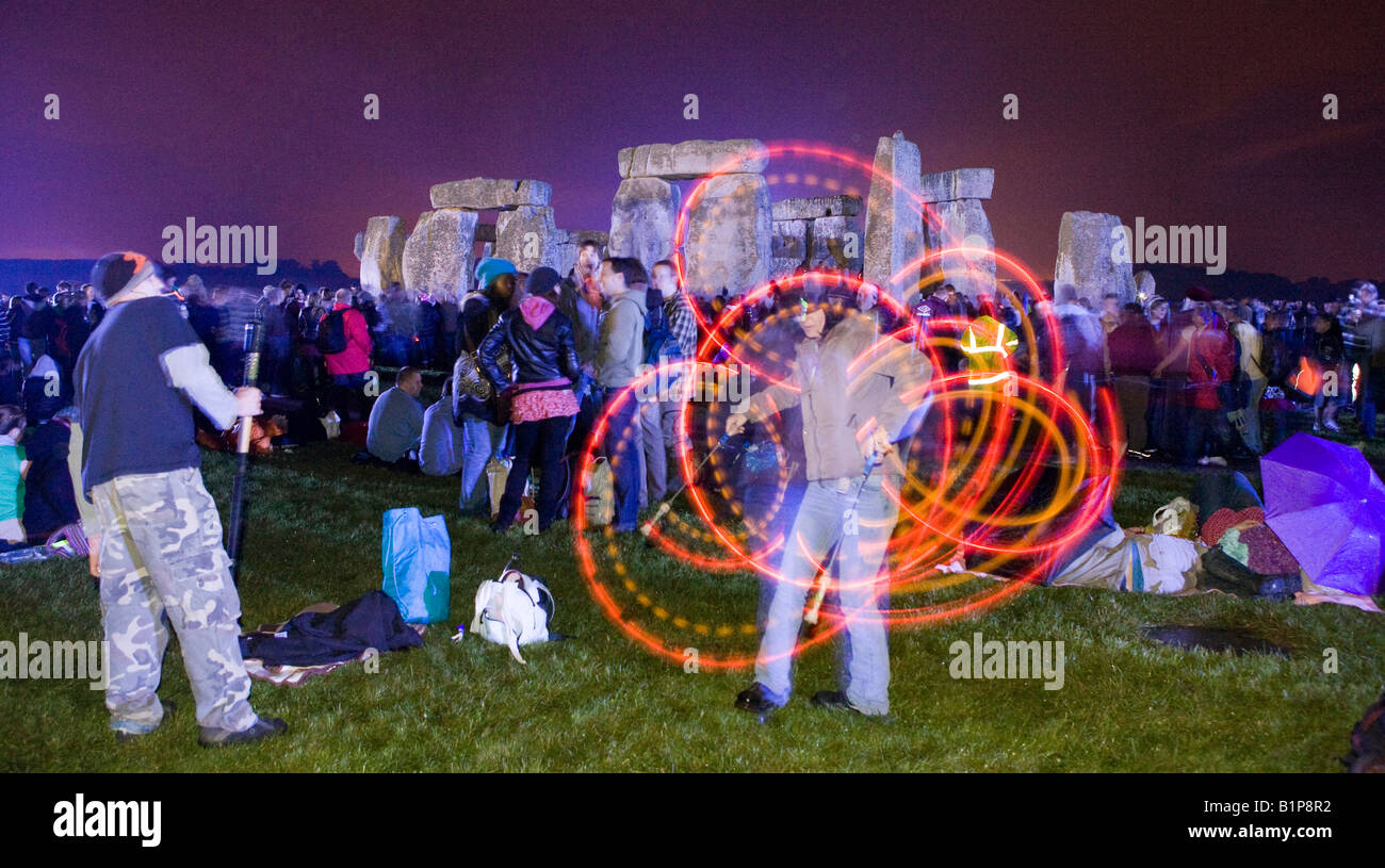 People Painting With Light At The Summer Solstice Nightime Stonehenge ...
