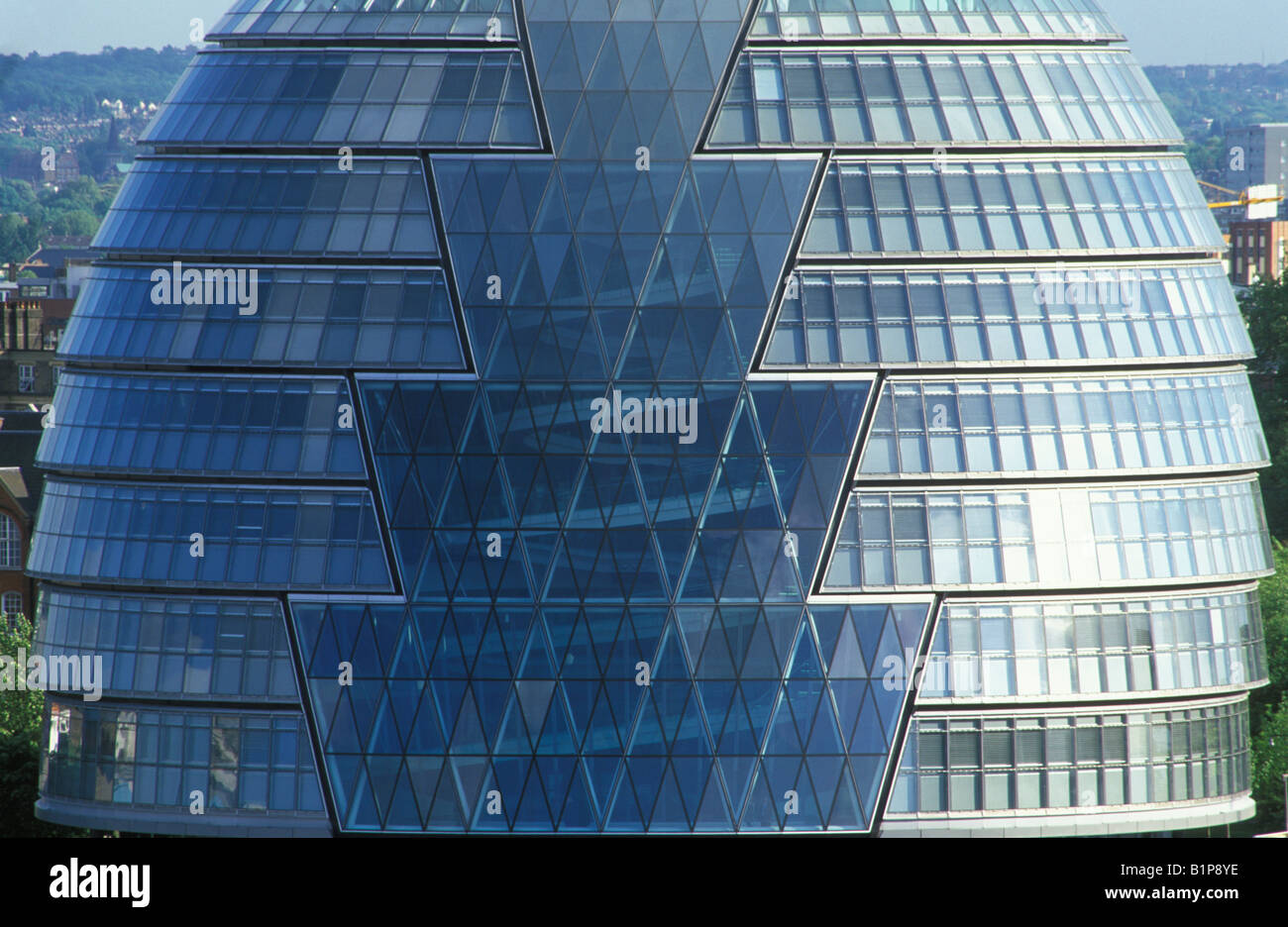 Window and glass detail of City hall, Home of the London mayor, UK ...