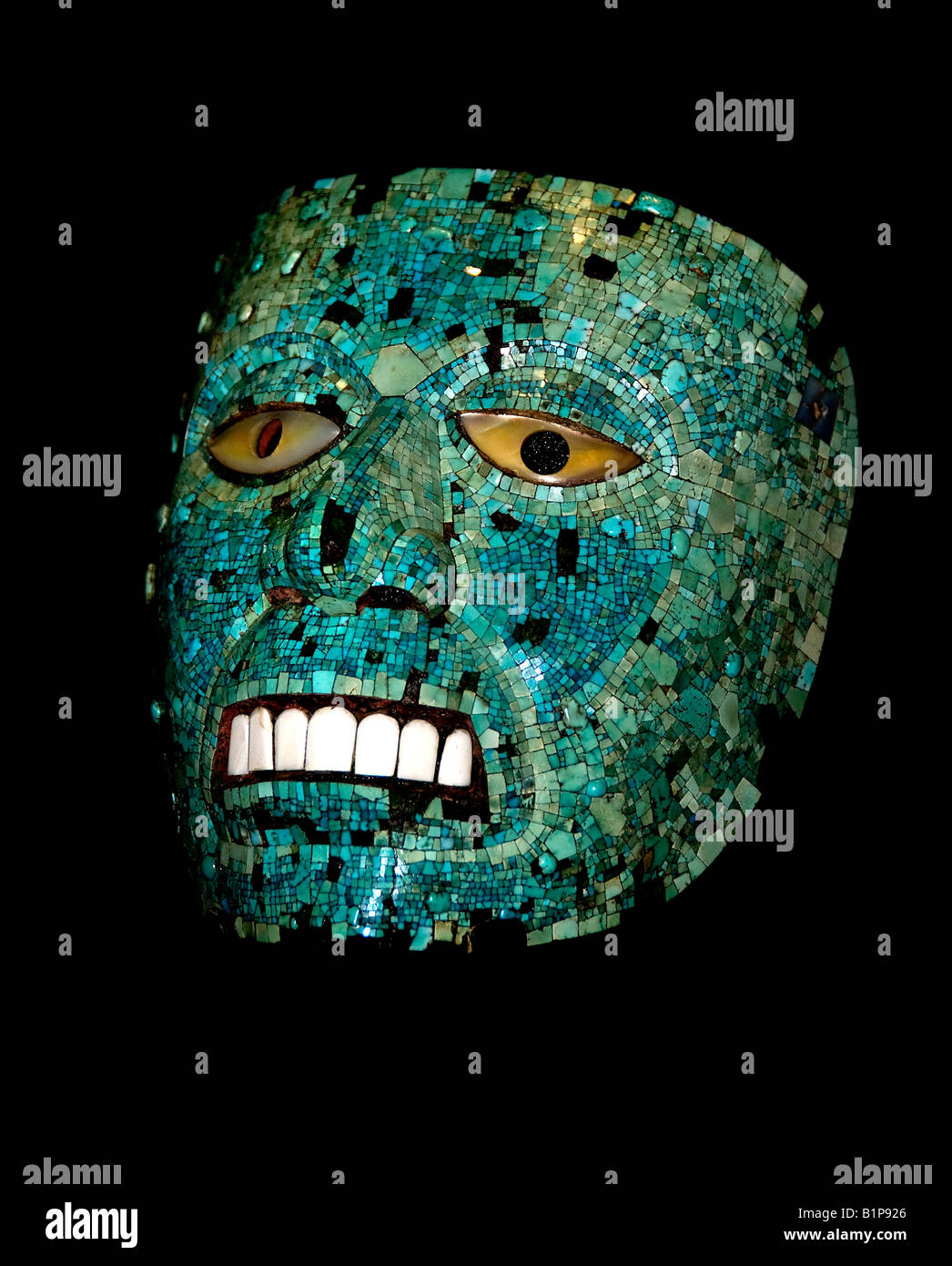 Turqoise mosaic mask Mixtec Aztec 1400 1521 AD Indian native american ...