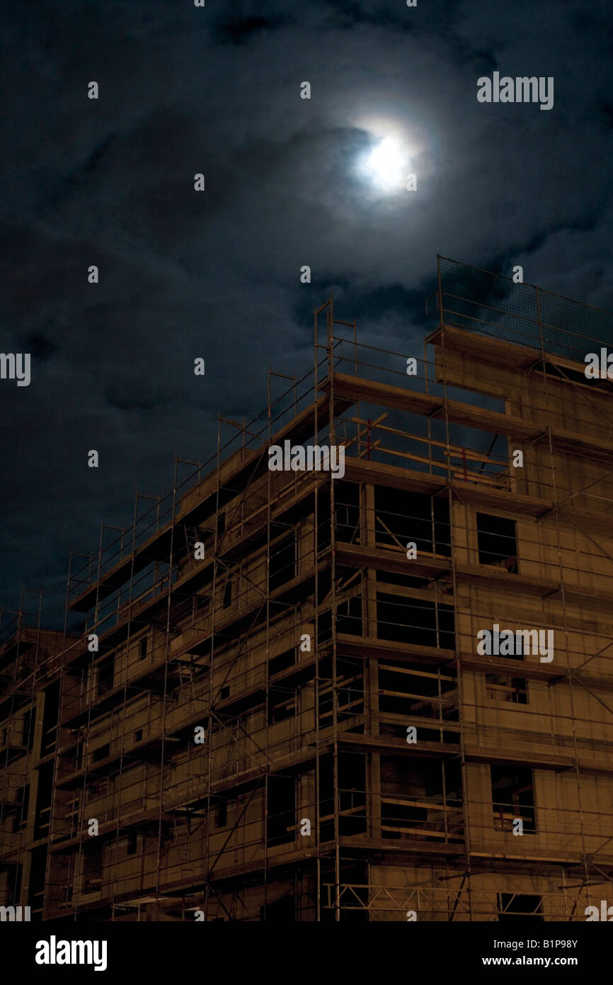 Moonlit construction site Stock Photo - Alamy