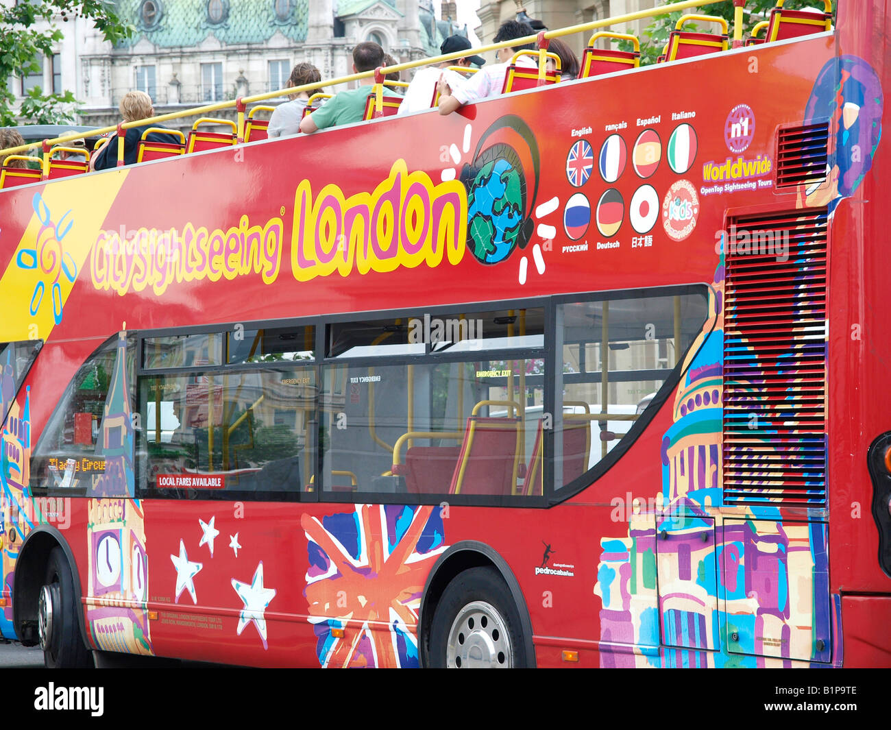 Tourists in a sightseeing bus in Central London England UK Stock Photo ...