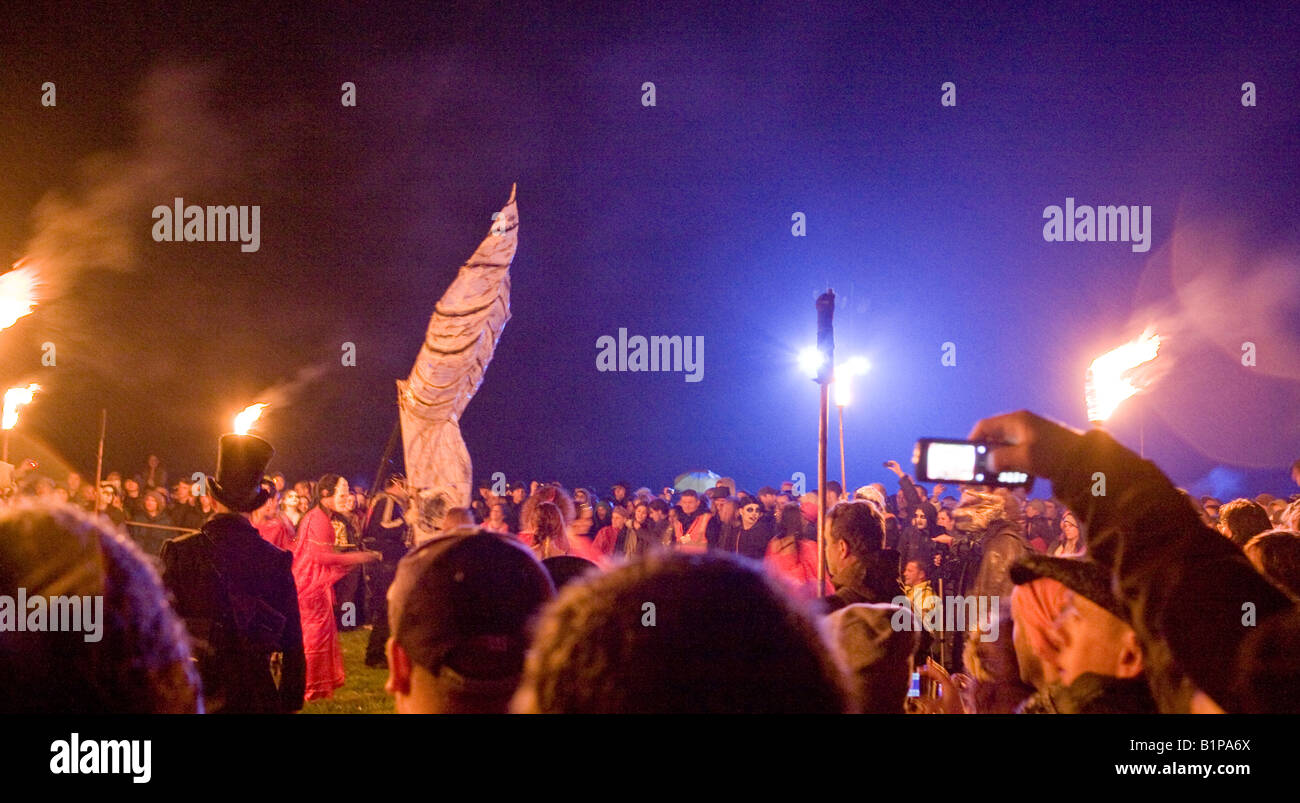 People At The Summer Solstice Nightime Stonehenge Wiltshire UK Europe ...