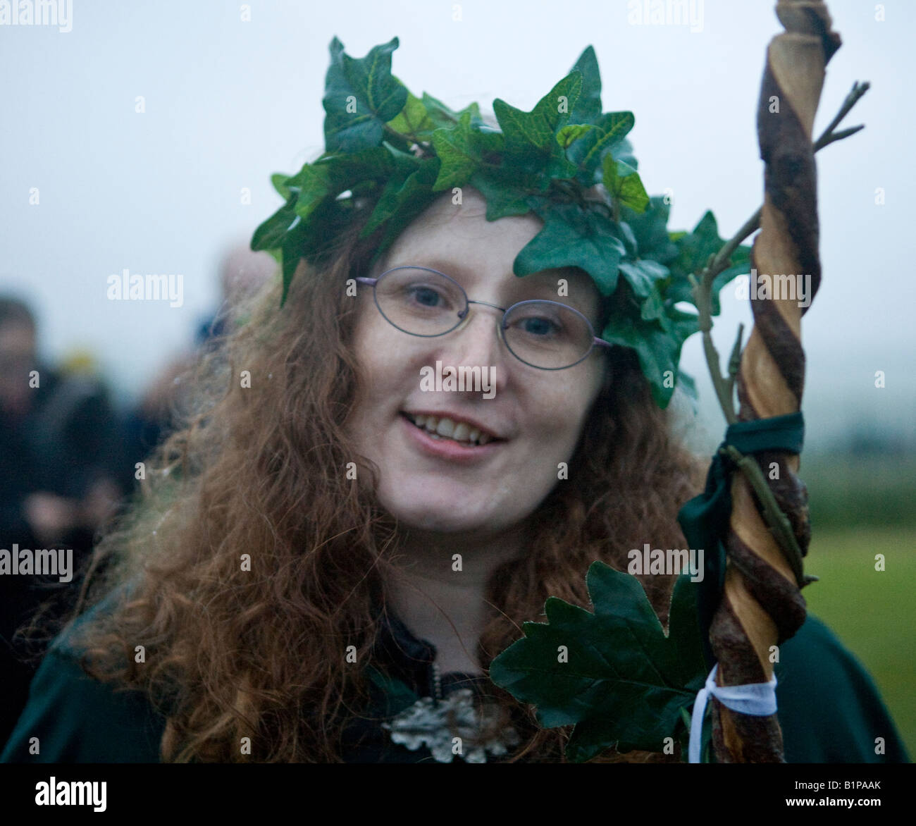 Female Druid At The Summer Solstice Stonehenge Wiltshire UK Europe ...