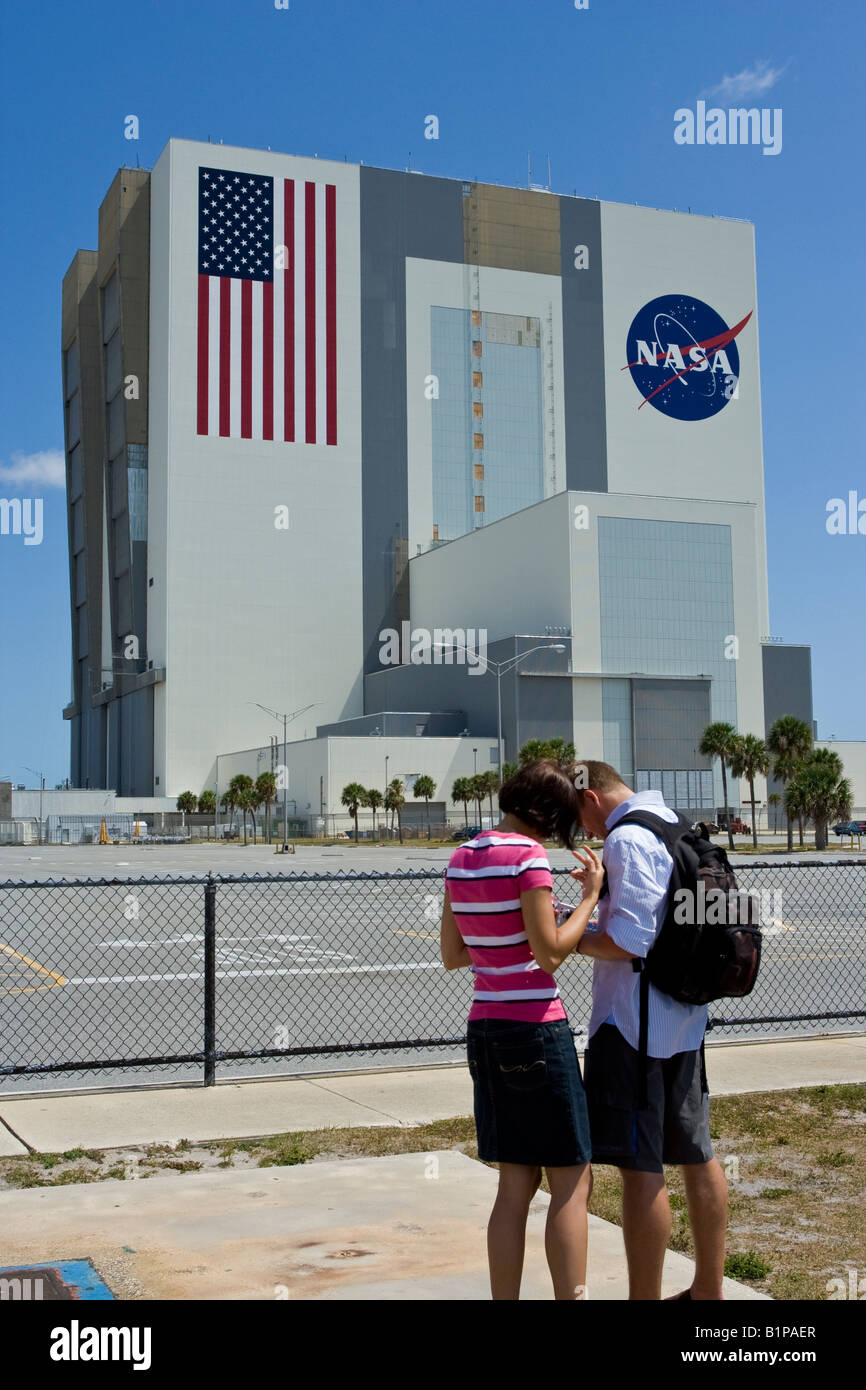 The Vehicle Assembly Building at the John F Kennedy Space Center in Cape Canaveral Florida Stock ...