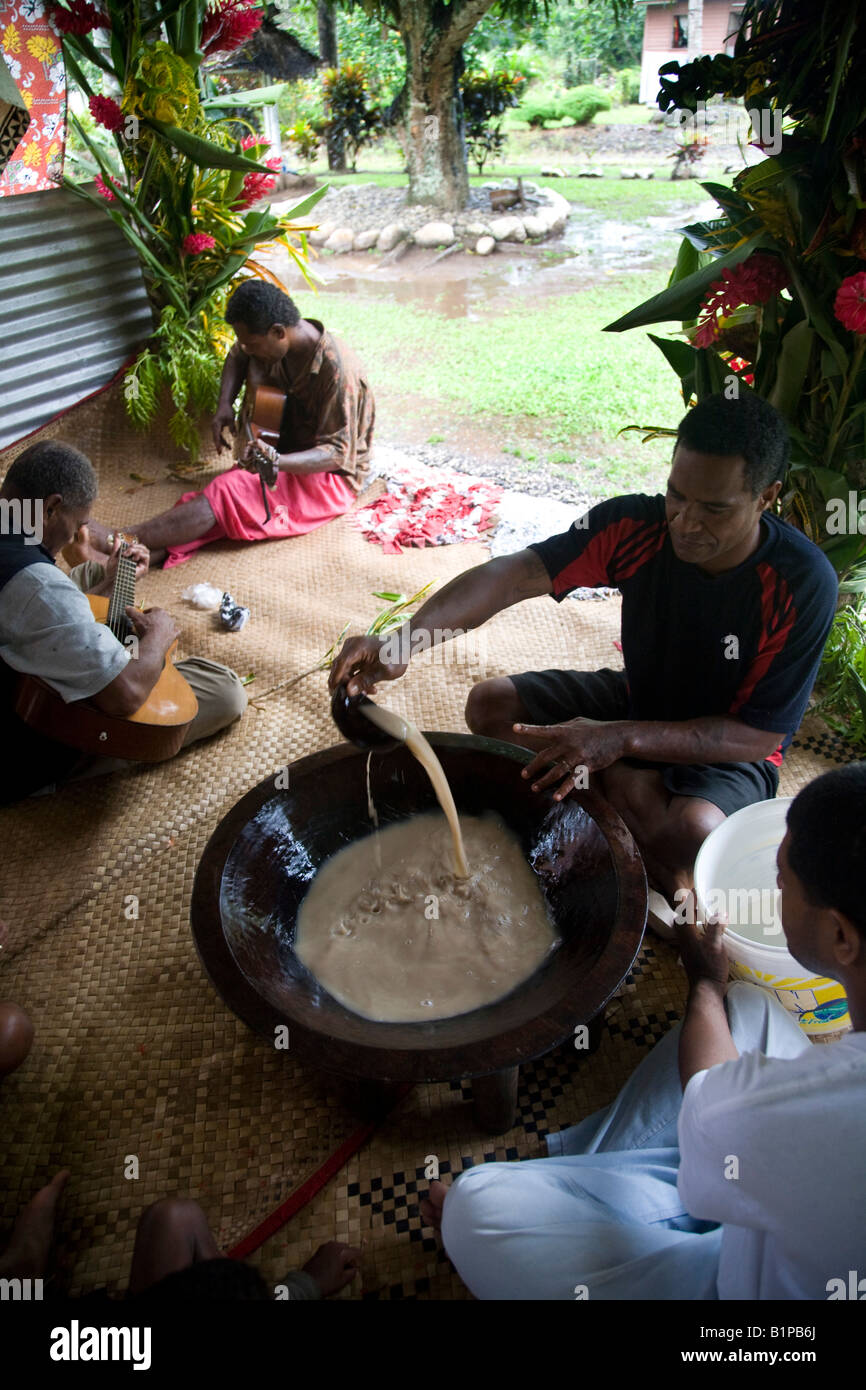 Kava ceremony Vuniuto Village Taveuni Fiji Stock Photo - Alamy