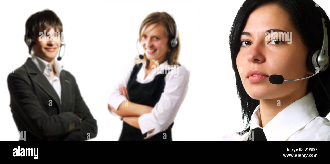 Call center operator team Stock Photo - Alamy
