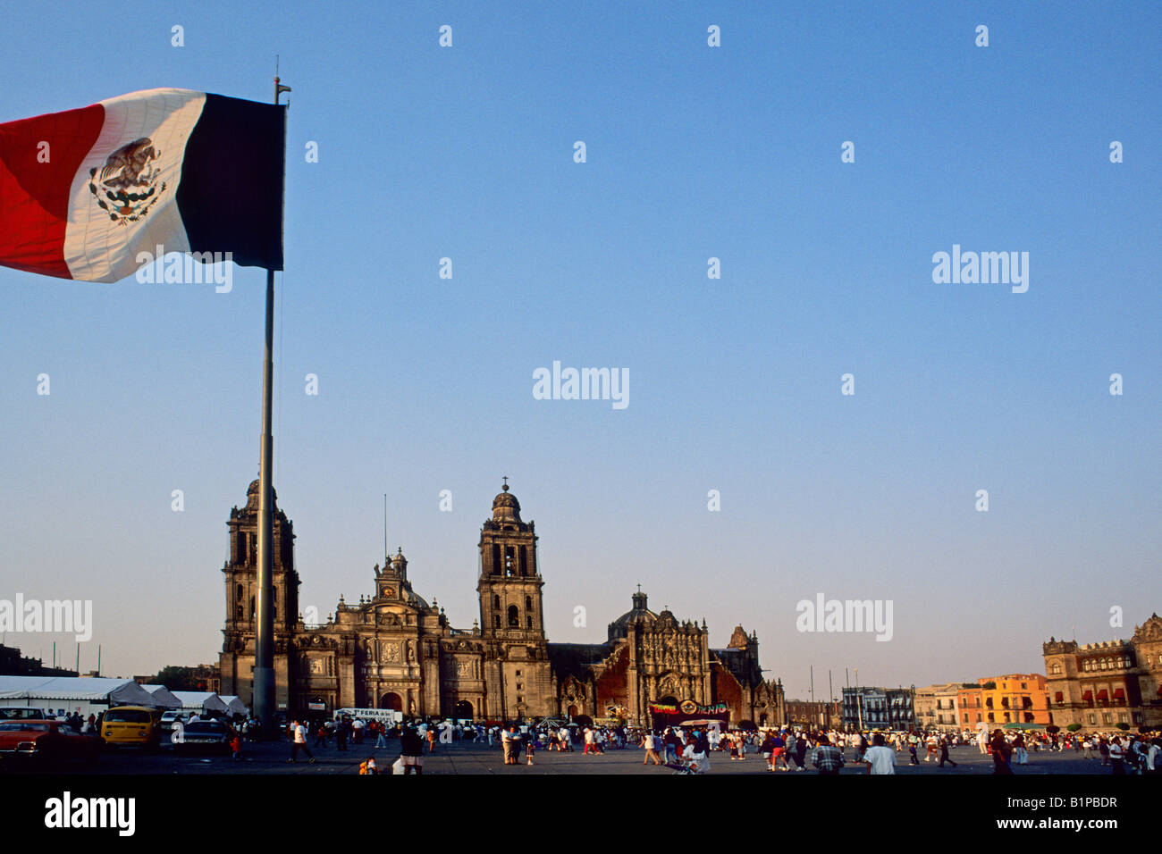 Mexico National Flag in Mexico City Zocalo Square and National ...