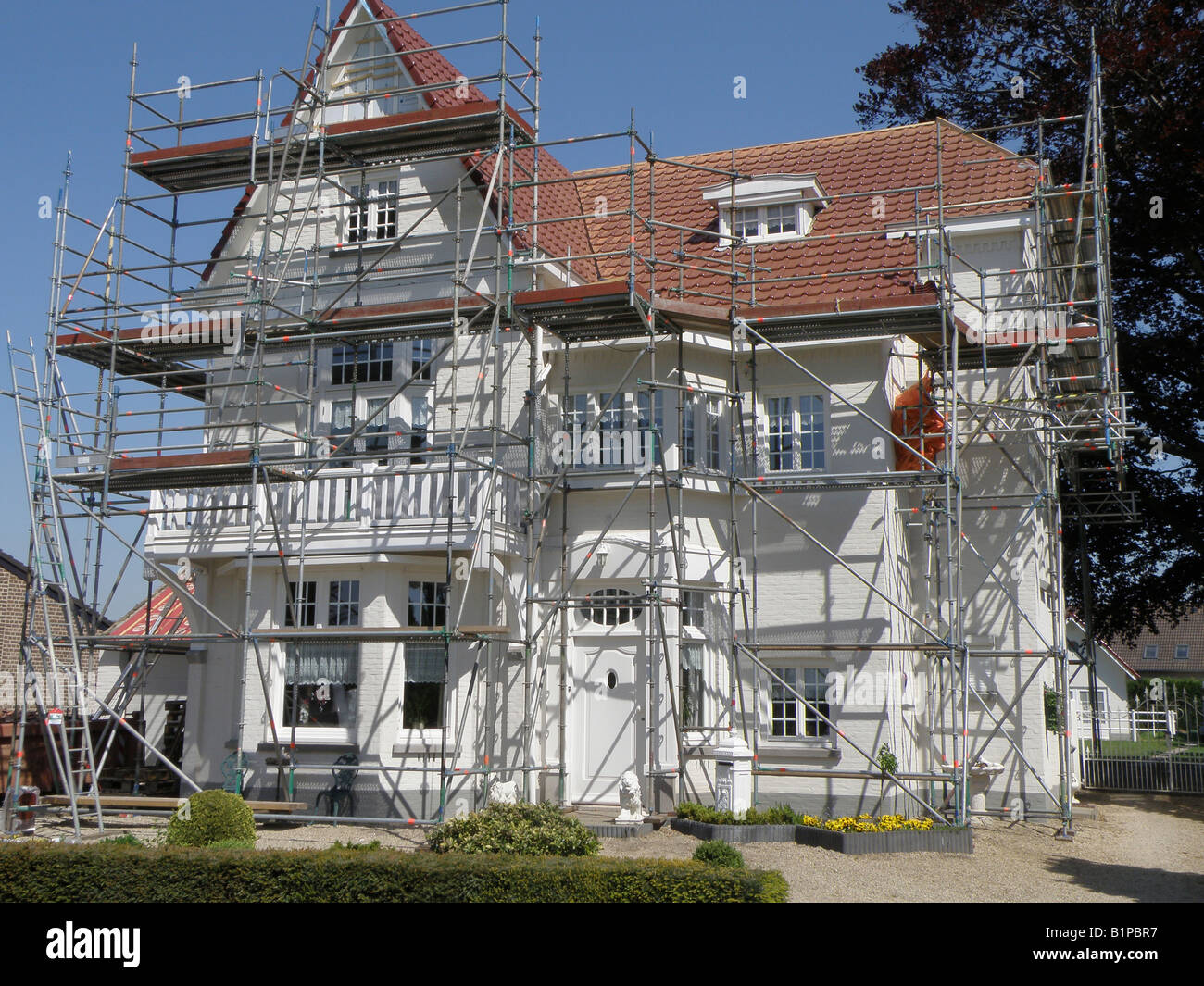 luxury house covered in scaffolding, Netherlands Stock Photo - Alamy