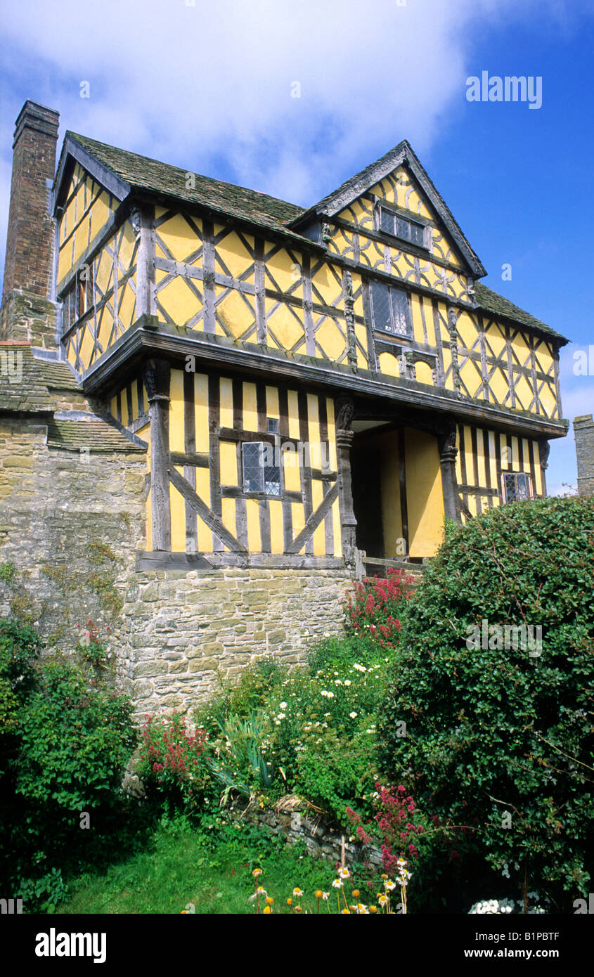 Stokesay timbered Jacobean Gatehouse Castle Shropshire England UK wood ...