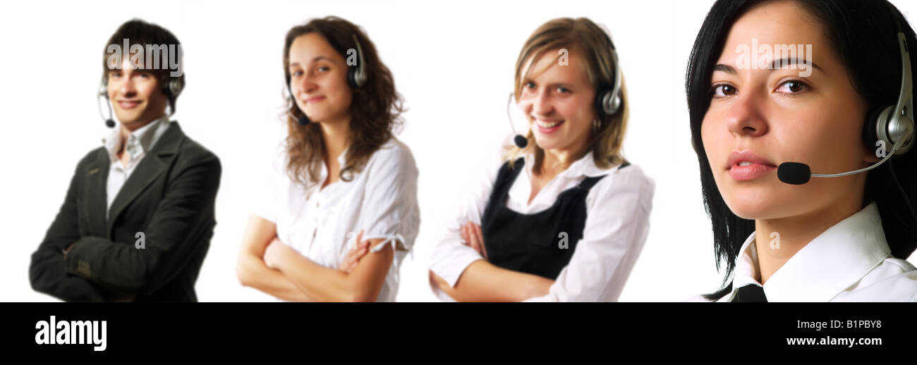 Group of helpdesk operators Stock Photo - Alamy