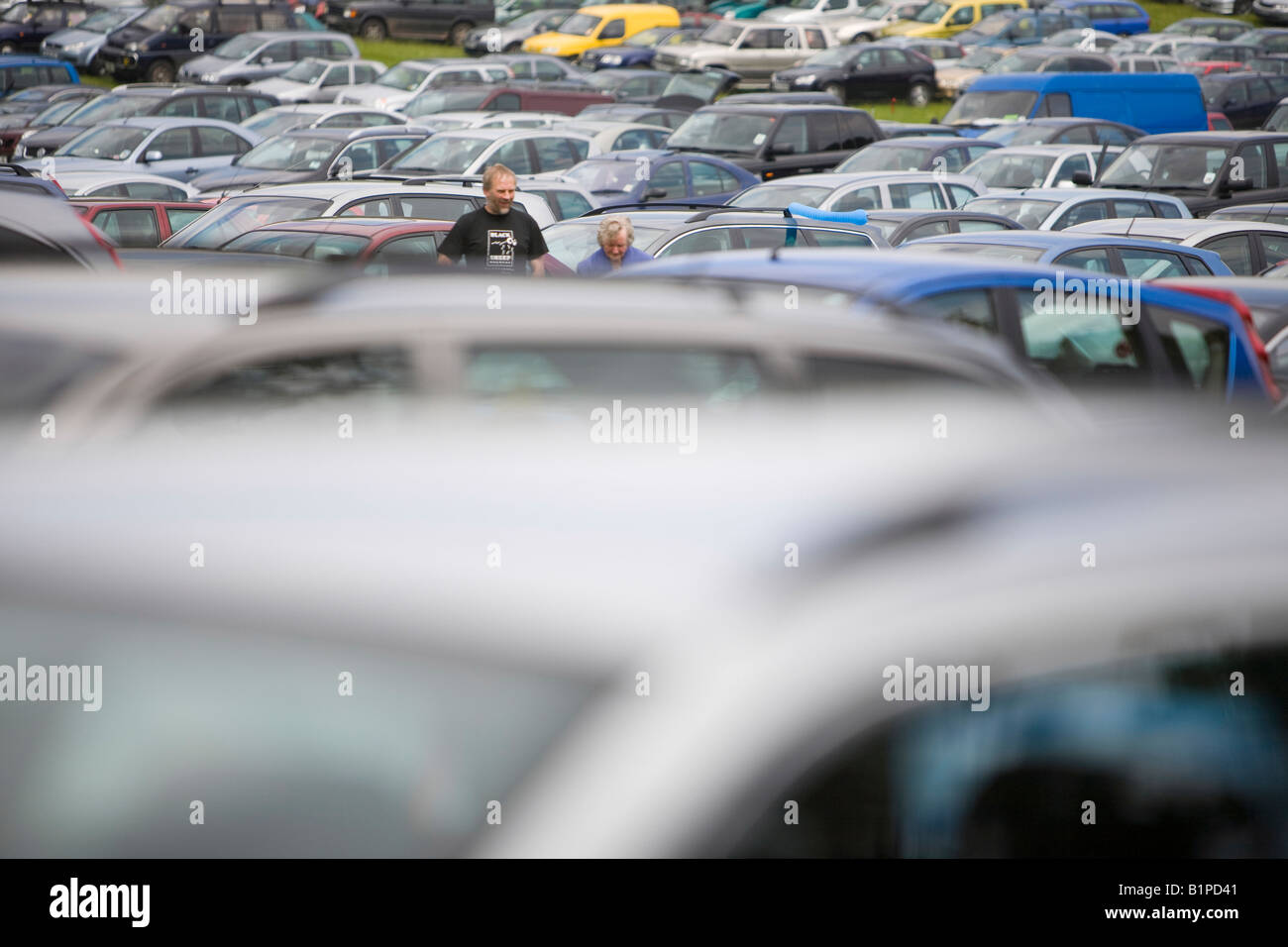 Cars parked at Holker Hall for the Holker Countryside Festival Cumbria ...