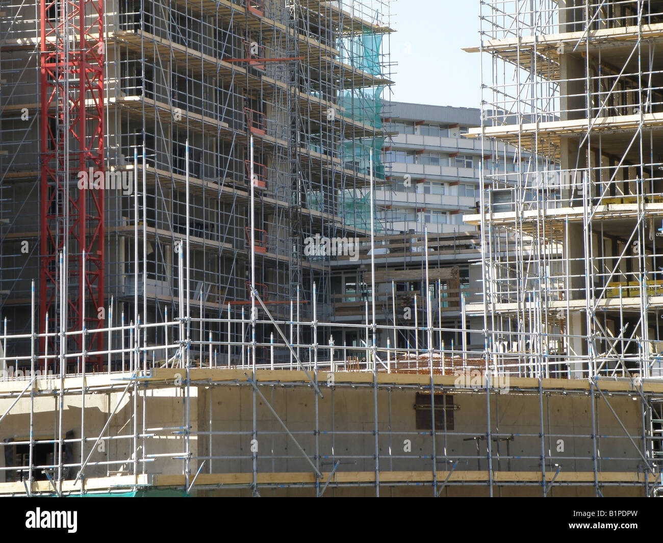 scaffolding at building site with apartment blocks Stock Photo - Alamy