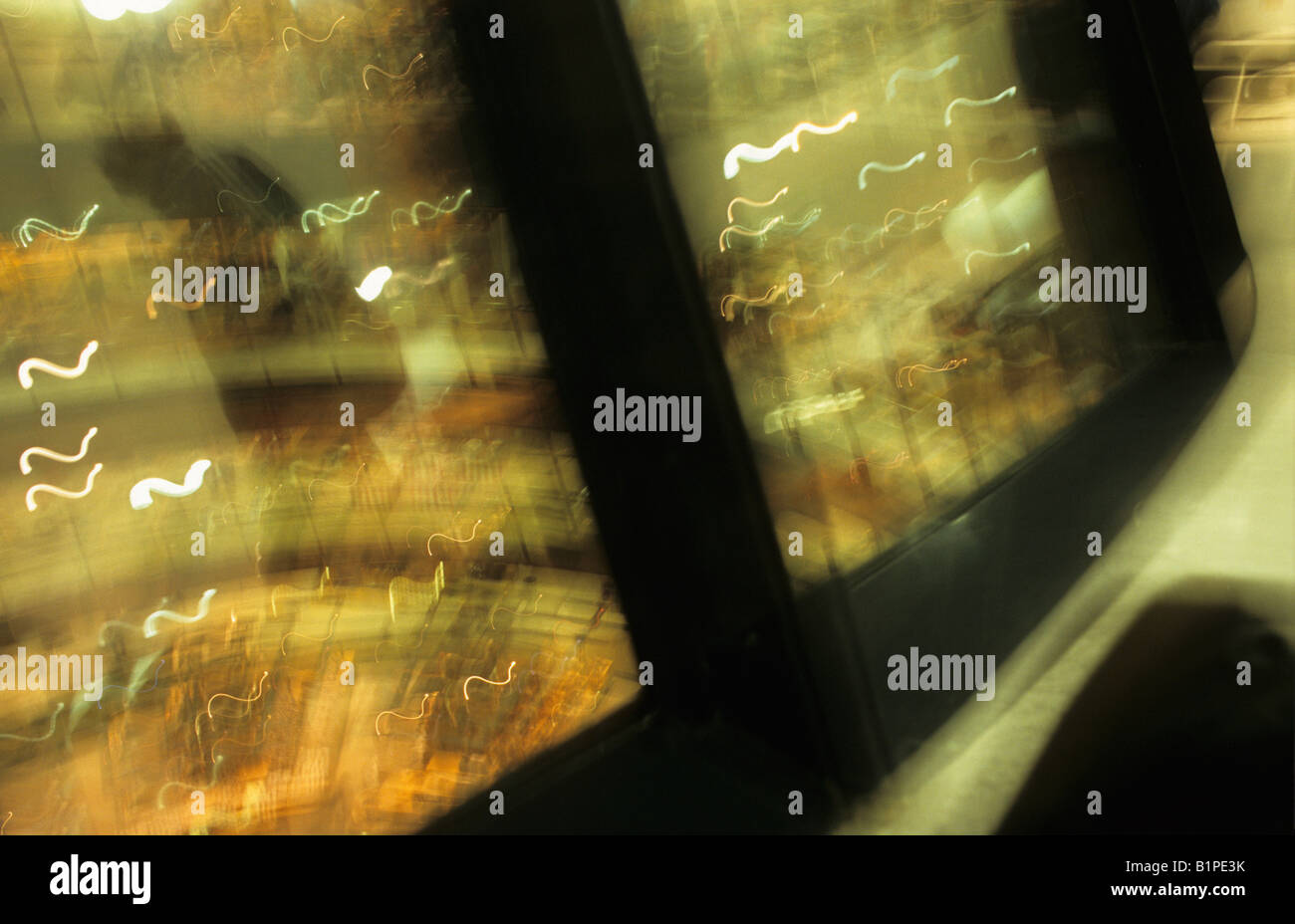 Abstract Shimmering Light in Window with Shadowy Figure Stock Photo - Alamy