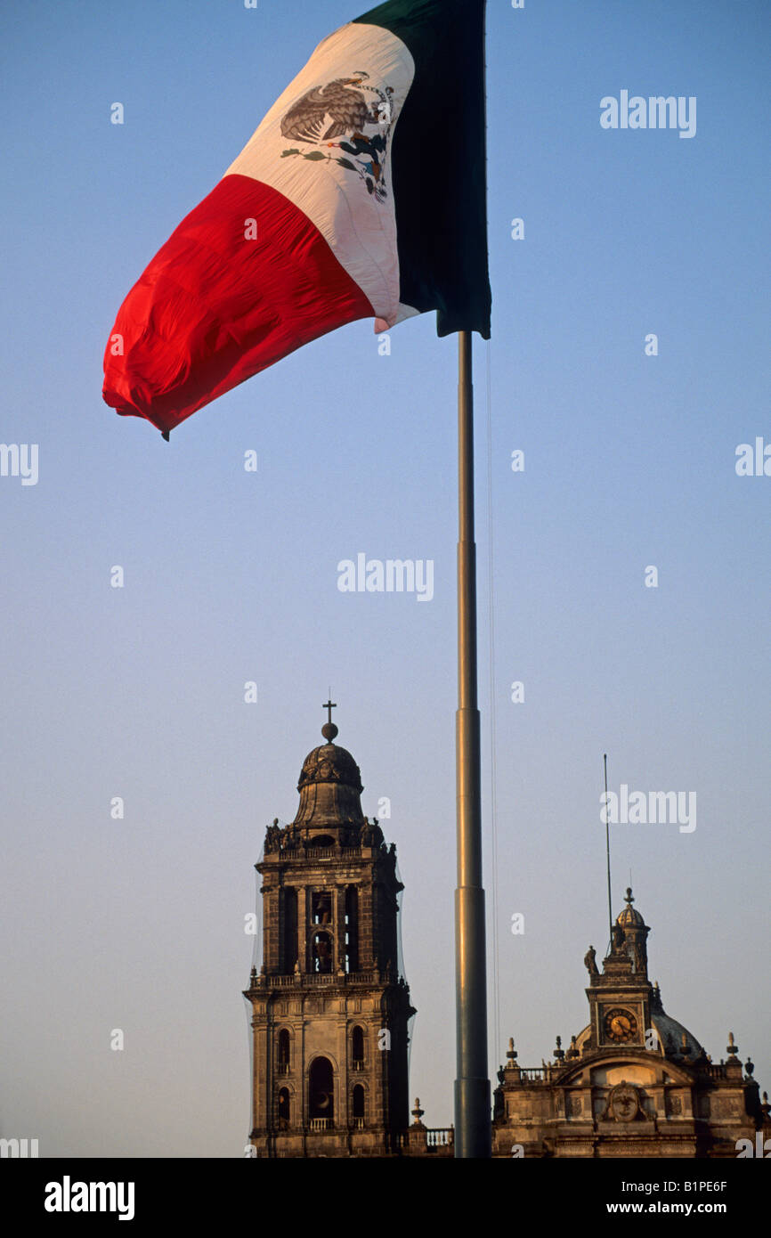 Mexico National Flag in Mexico City Zocalo Square and National ...