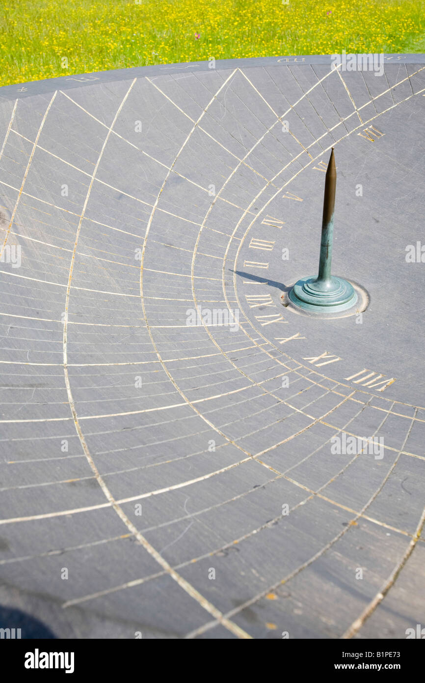 A slate sundial at Holker Cumbria UK Stock Photo - Alamy