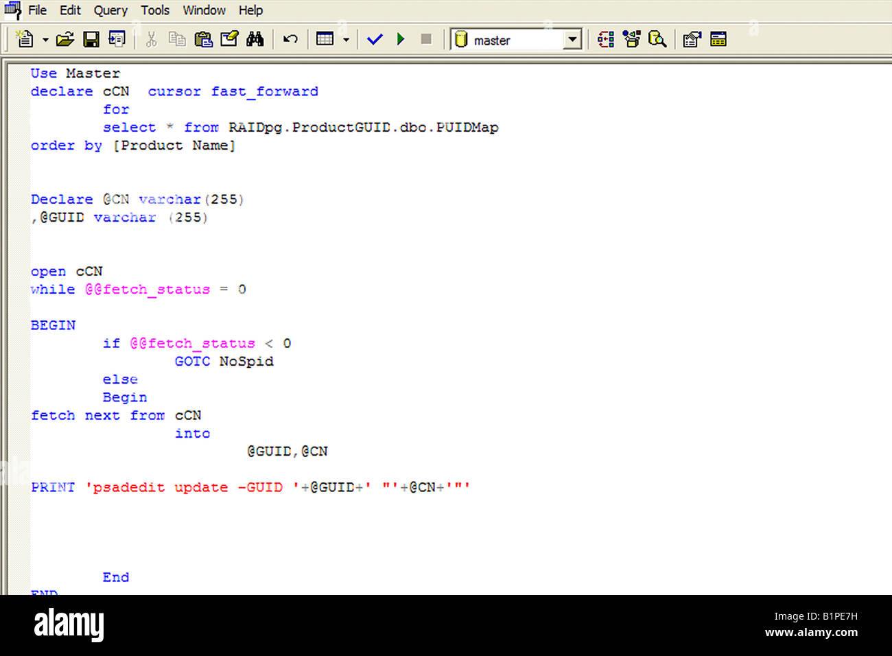 Transact Sql Structured Query Language In Microsoft Query Analyzer 9939
