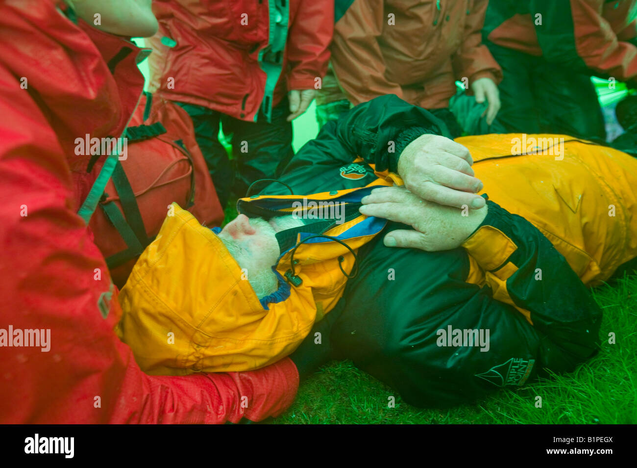 Members of Langdale Ambleside mountain rescue Team treat a collapsed ...