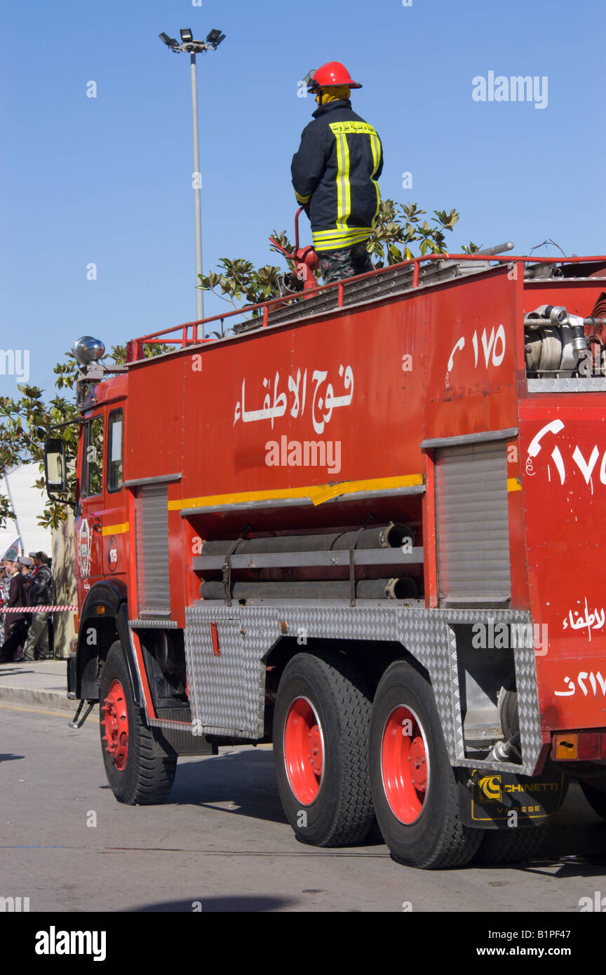 Firefighter observing Beirut demonstrations Stock Photo - Alamy