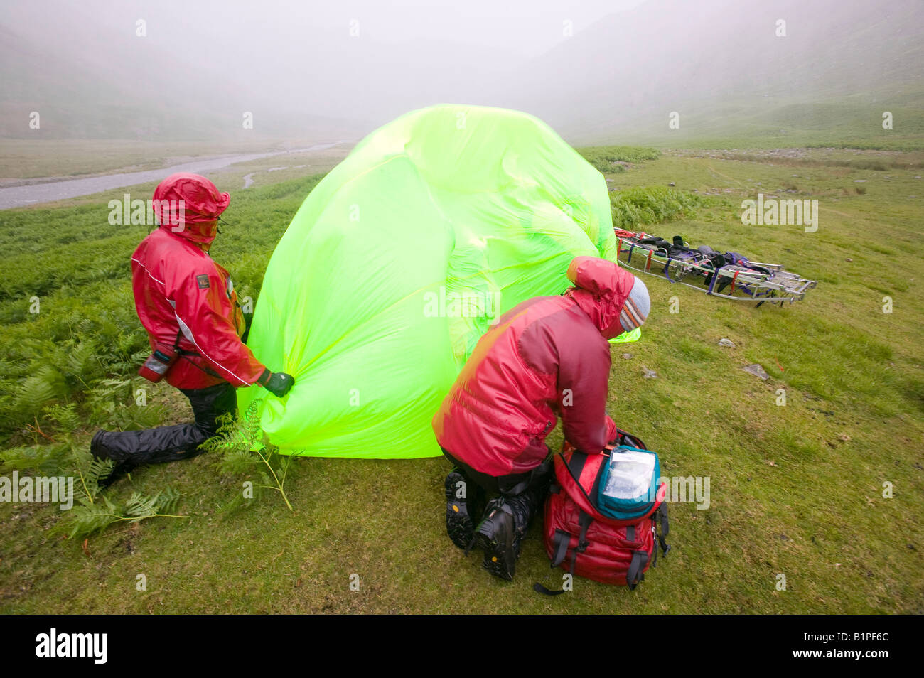 Members of Langdale Ambleside mountain rescue Team treat a collapsed ...