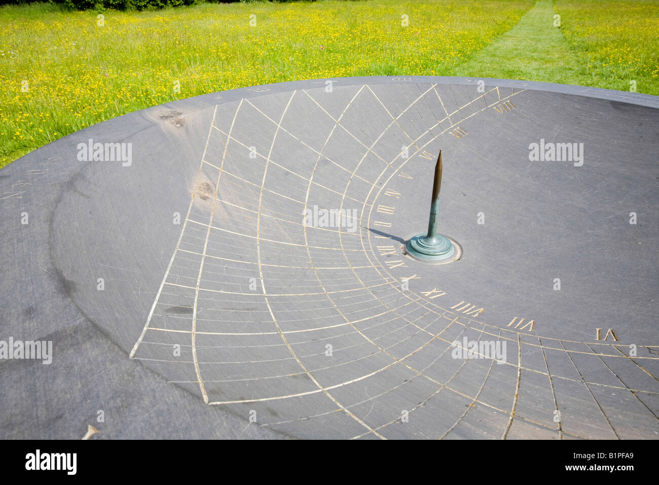 A slate sundial at Holker Cumbria UK Stock Photo - Alamy
