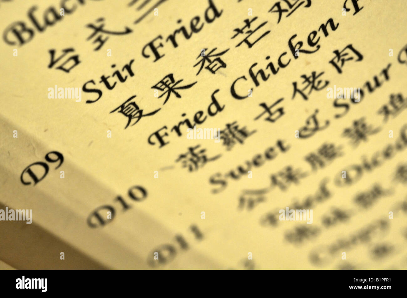 Chinese Restaurant Menu In English