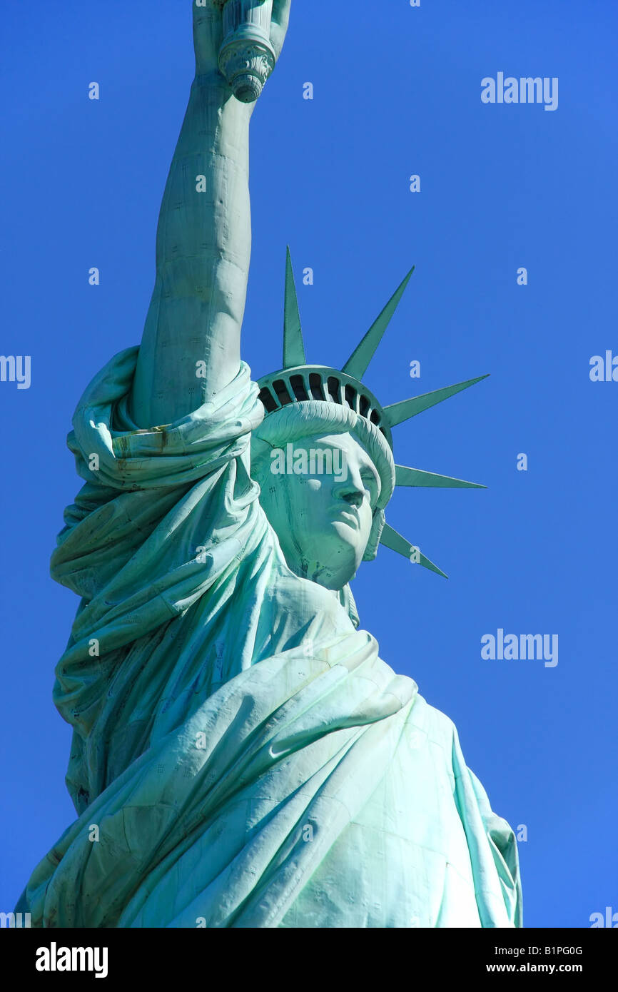 Close up view of Lady Liberty - Liberty Island, New York City, USA ...